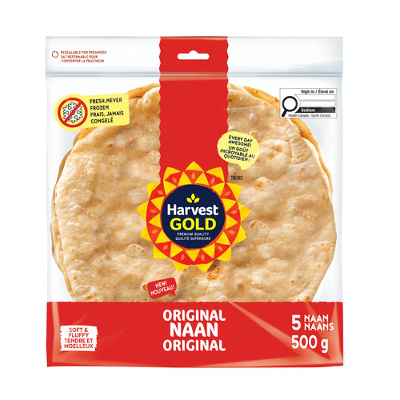 Harvest Gold Premium Quality Naan Original 5 Pack 500 g - Voilà Online ...