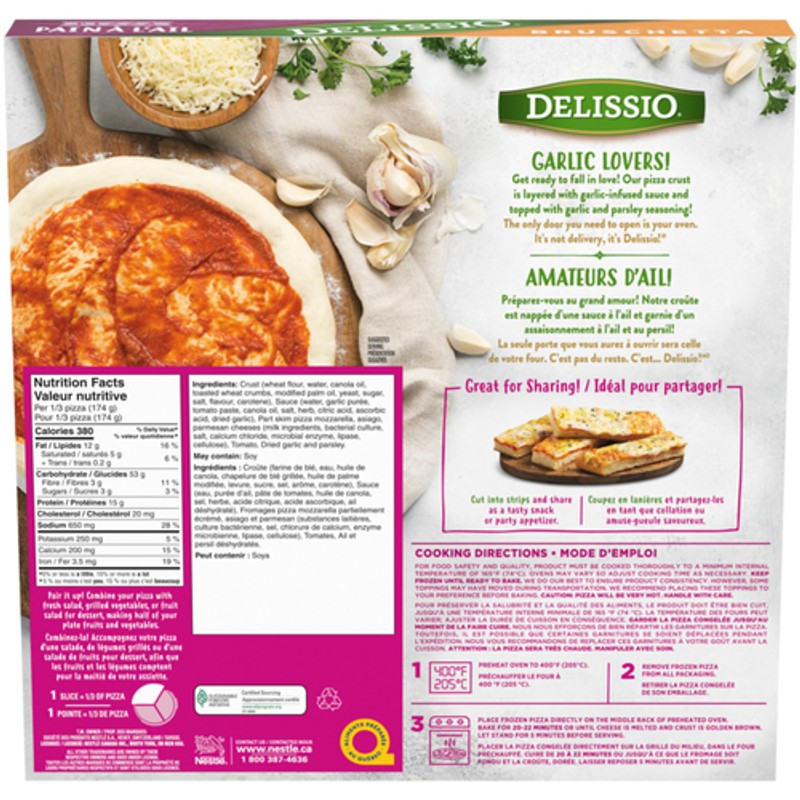 Delissio Frozen Pizza Garlic Bruschetta 522 g - Voilà Online Groceries ...