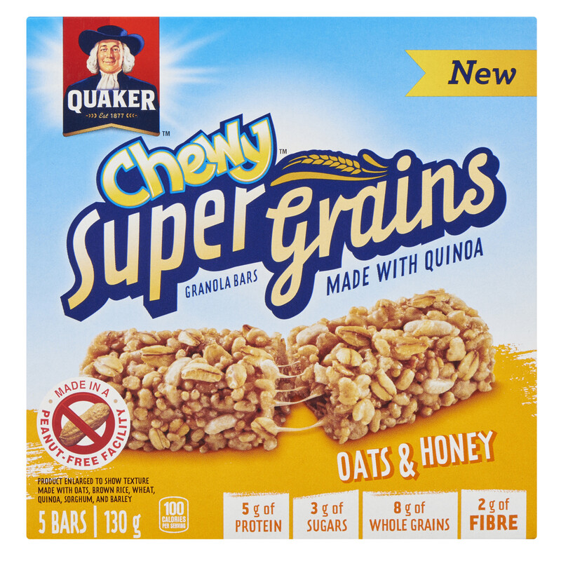 Quaker Granola Bars Chewy Super Grains Oats and Honey 130 g - Voilà ...