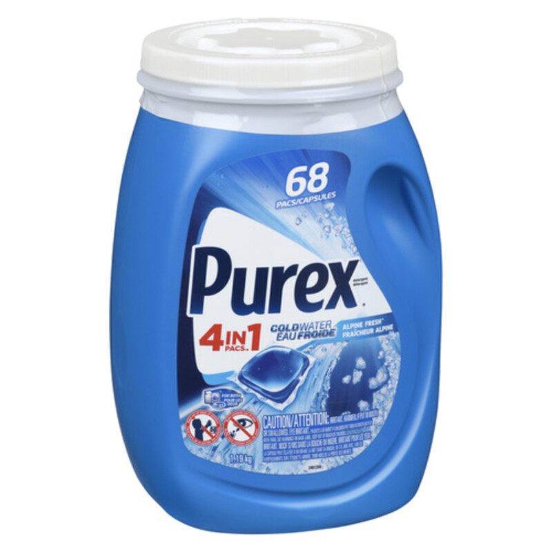 Purex Cold Water 4 In 1 Laundry Detergent Alpine Fresh 68 Capsules 1.19 ...