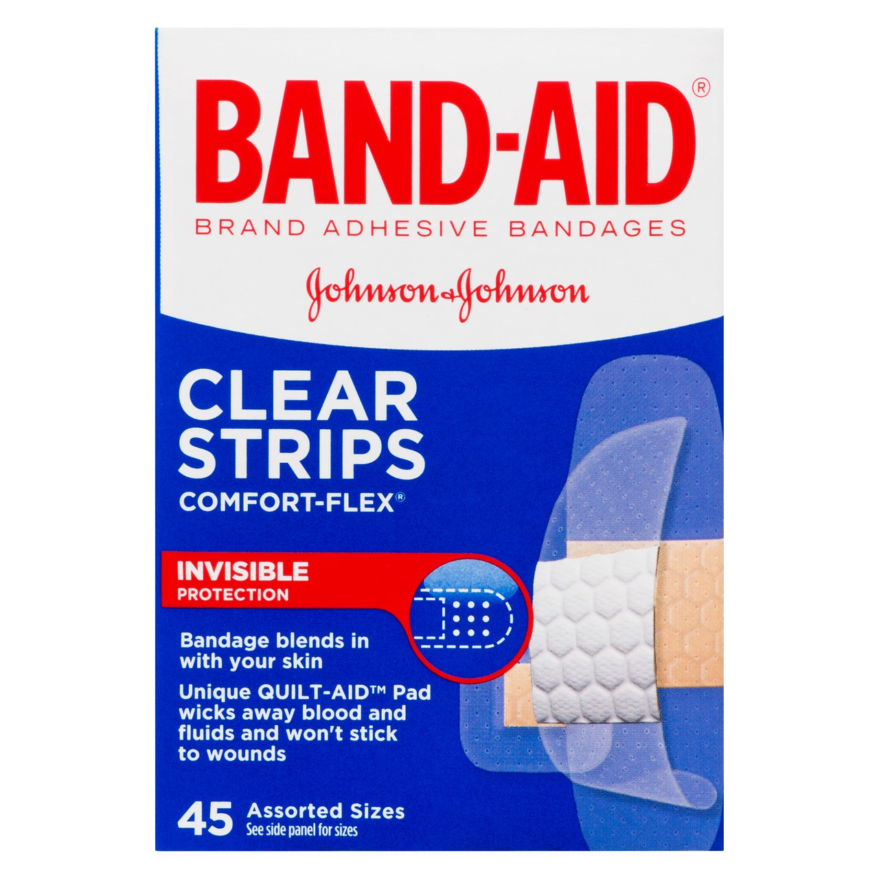 Band-Aid Clear Strips Bandages Assorted Sizes 45 EA - Voilà Online ...