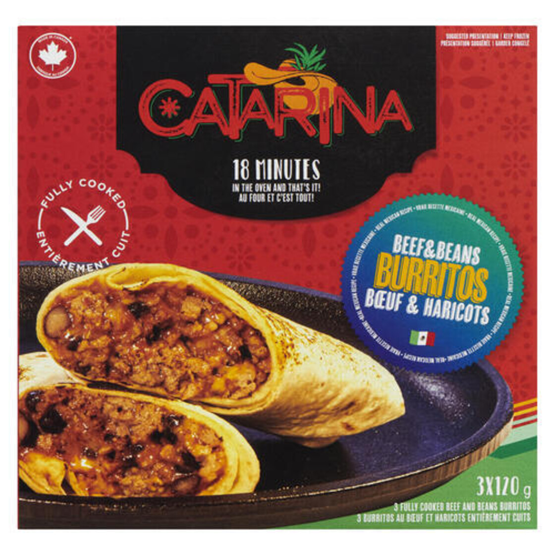 Catarina Frozen Burrito Beef & Beans 3 x 120 g - Voilà Online Groceries ...