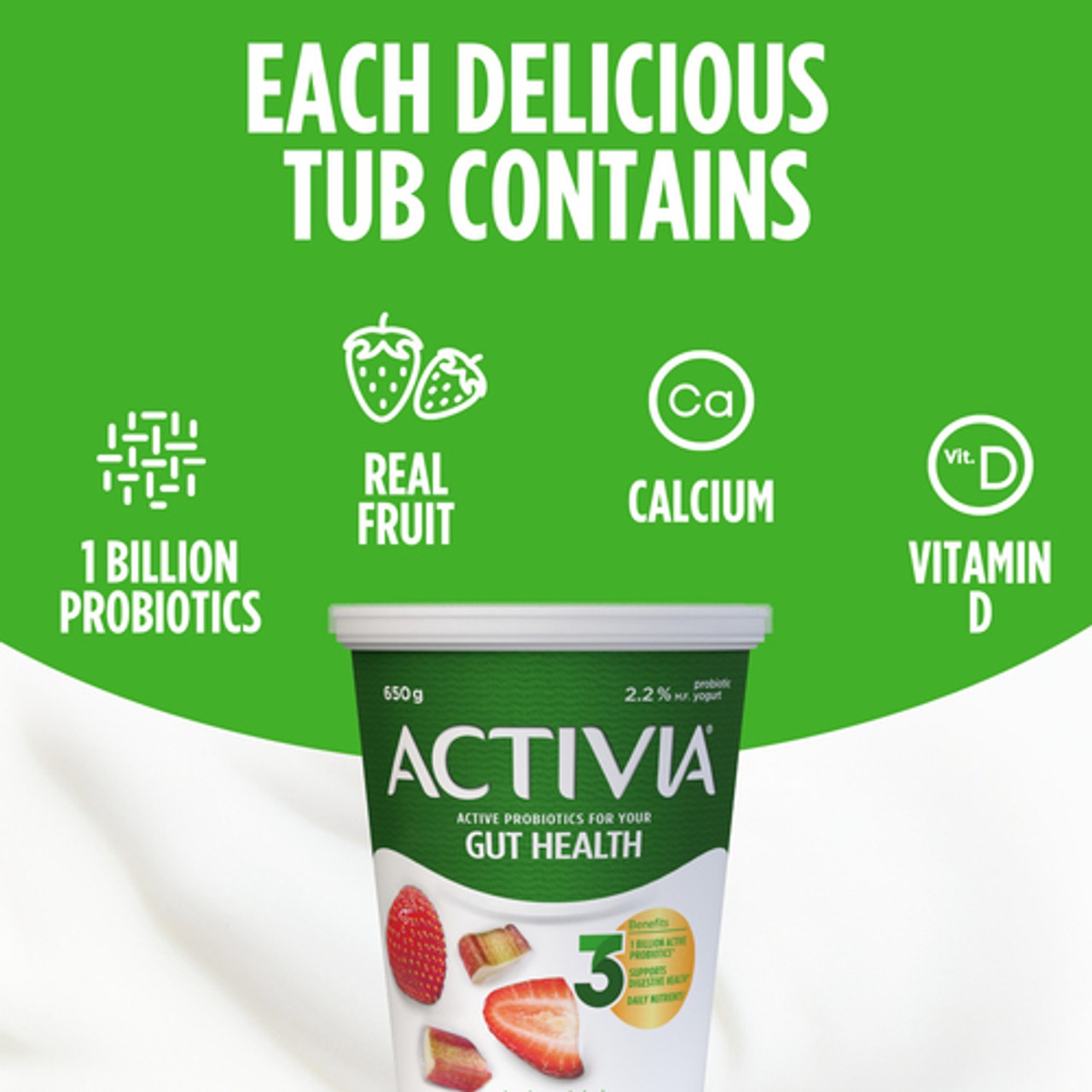 Activia Probiotic Yogurt Strawberry Rhubarb Flavour 650 g - Voilà ...