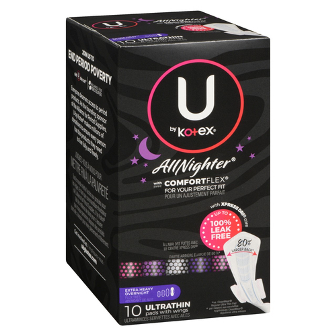 U By Kotex All Nighter Ultra Thin Pads Extra Heavy Overnight With Wings ...