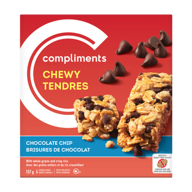 Compliments Granola Bars Chewy Chocolate Chip 6 Pack 157 g - Voilà ...