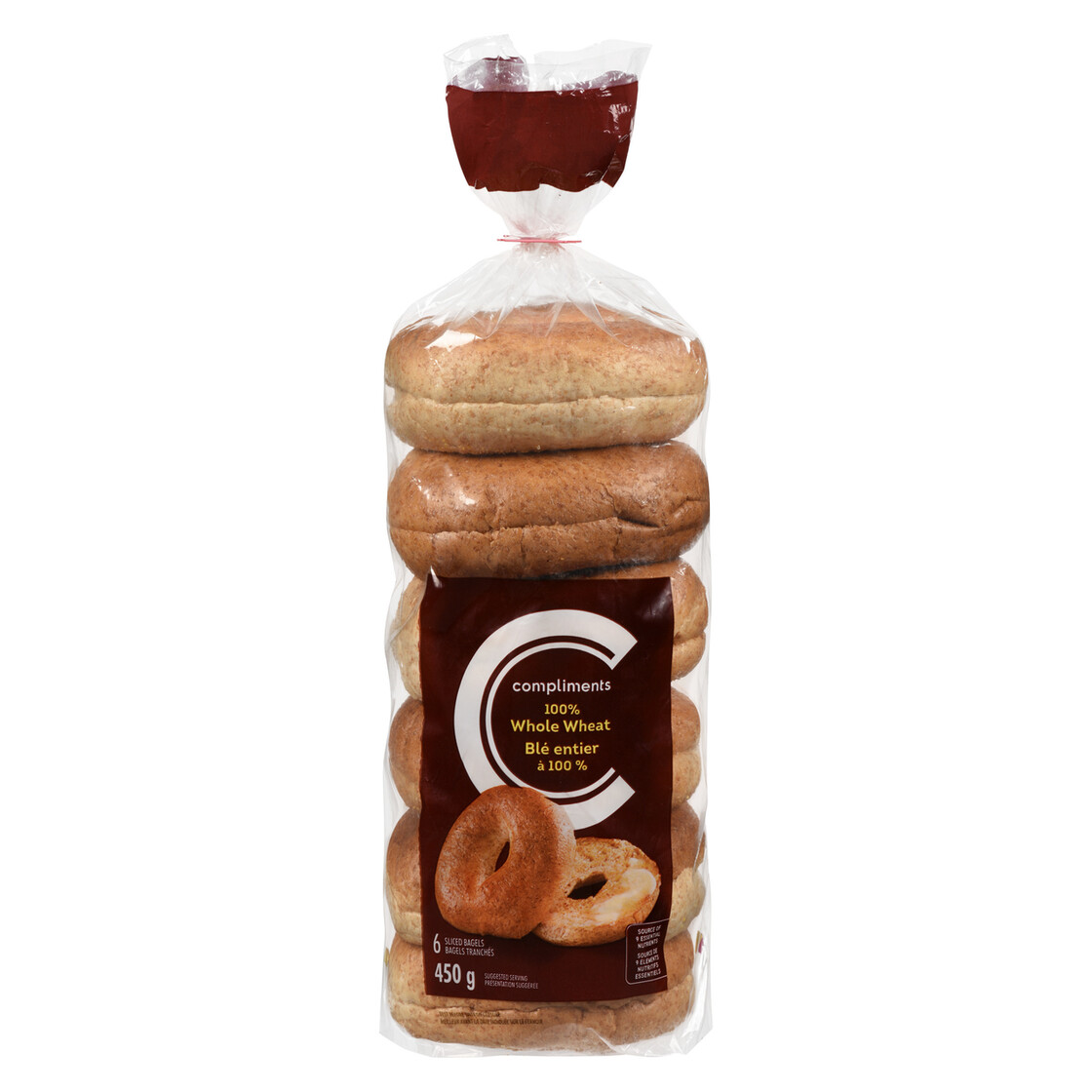 Compliments Bagels Whole Wheat 6 x 75 g - Voilà Online Groceries & Offers
