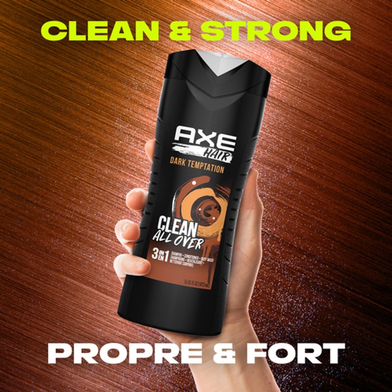 Axe Hair 3 In 1 Shampoo Conditioner Body Wash Dark Temptation Clean All ...