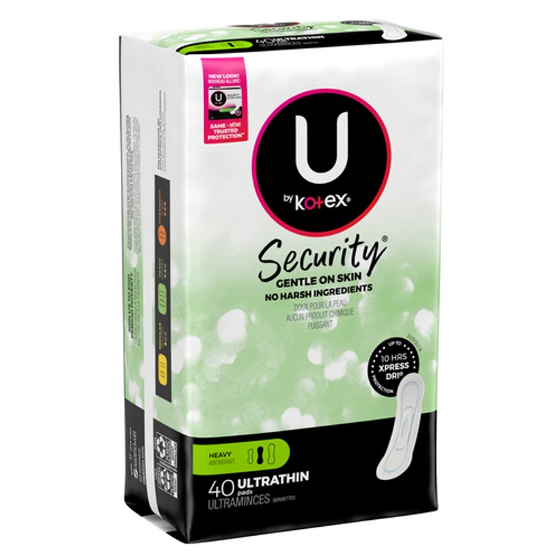 U by Kotex Security Ultra Thin Pads Heavy Flow Absorbency 40 Count ...