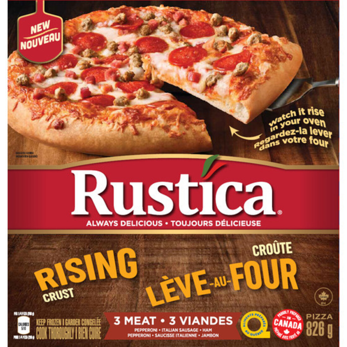 Rustica Frozen Rising Crust 3 Meat Pizza 772 g - Voilà Online Groceries ...