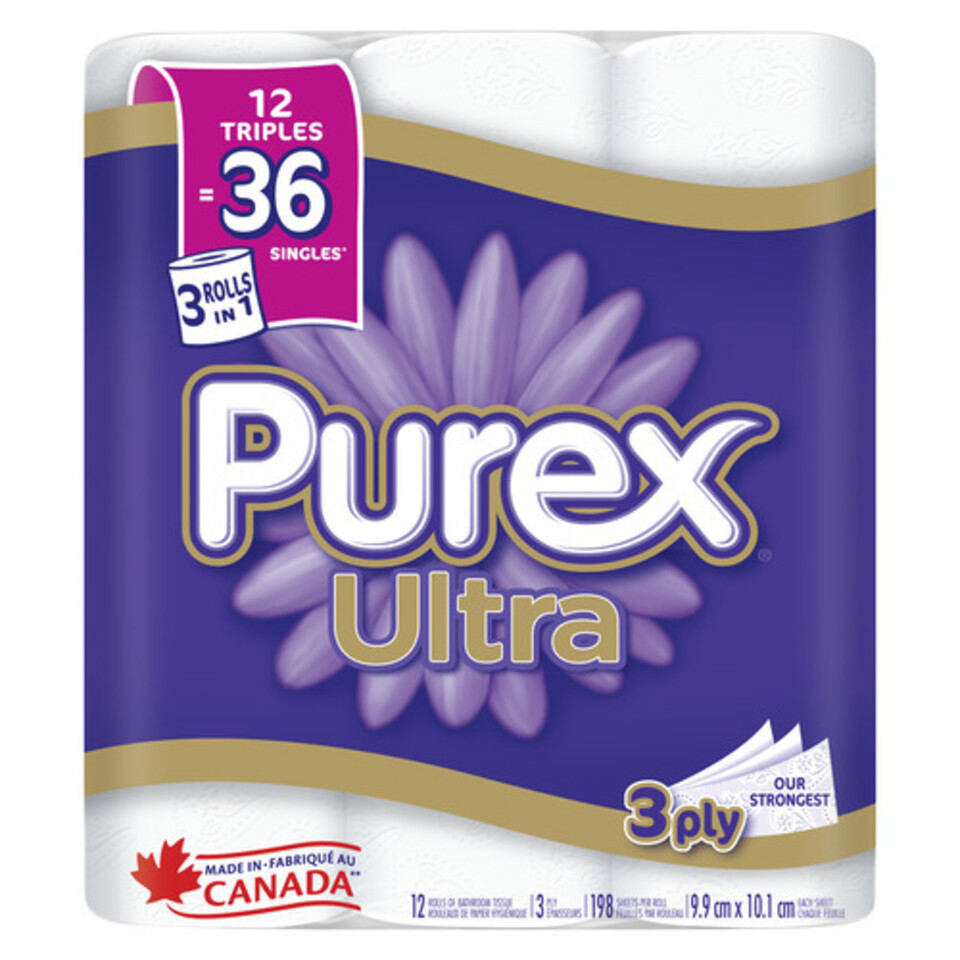 Purex Toilet Paper Ultra 3 Ply 12 Triple Rolls X 198 Sheets Voil purex-toilet-paper-ultra-3-ply-12-triple-rolls-x-198-sheets-voil