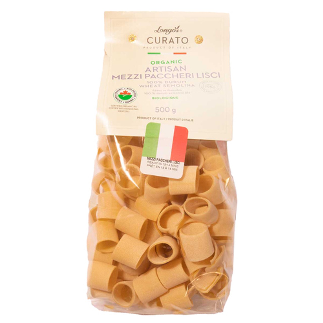 Longo's Curato Organic Artisan Mezzi Paccheri Lisci 500 g - Voilà ...