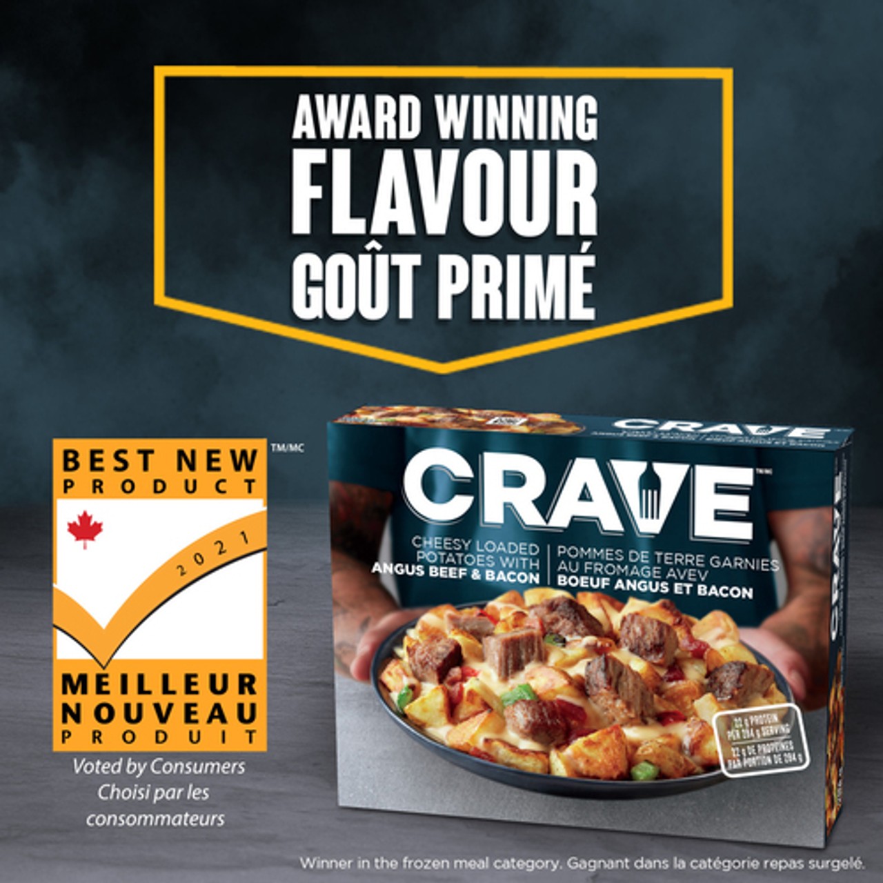 Crave Frozen Meal Loaded Cheesy Potatoes With Bacon & Angus Beef 284 g ...