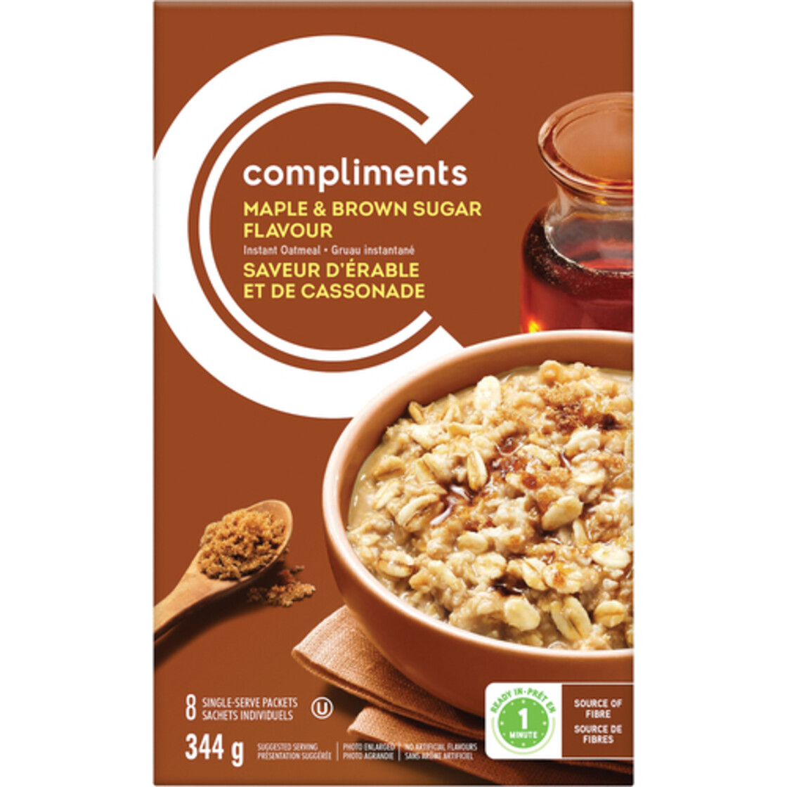 Compliments Instant Oatmeal Maple & Brown Sugar Flavour 344 g - Voilà ...