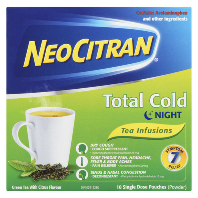 NeoCitran Total Cold Night Green Tea 10 Count - Voilà Online Groceries ...