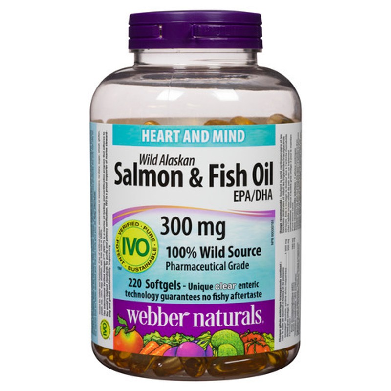 Webber Naturals Wild Alaskan Salmon & Fish Oil 220 Softgel Capsules ...