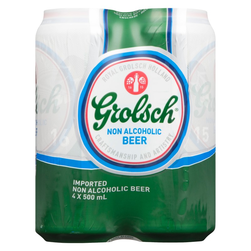 Grolsch Non Alcoholic Beer Pack 4 x 500 ml (cans) - Voilà Online ...