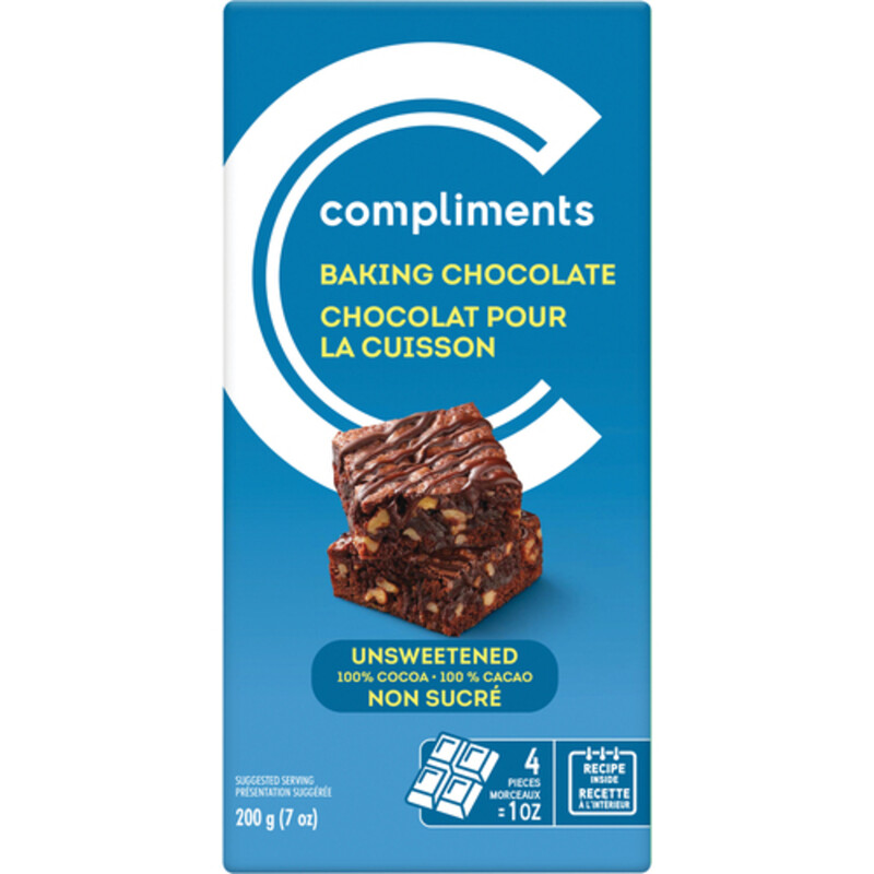 Compliments Baking Chocolate Unsweetened 200 g - Voilà Online Groceries ...