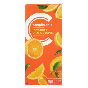 Compliments Juice From Concentrate Orange Unsweetened 1 L - Voilà ...
