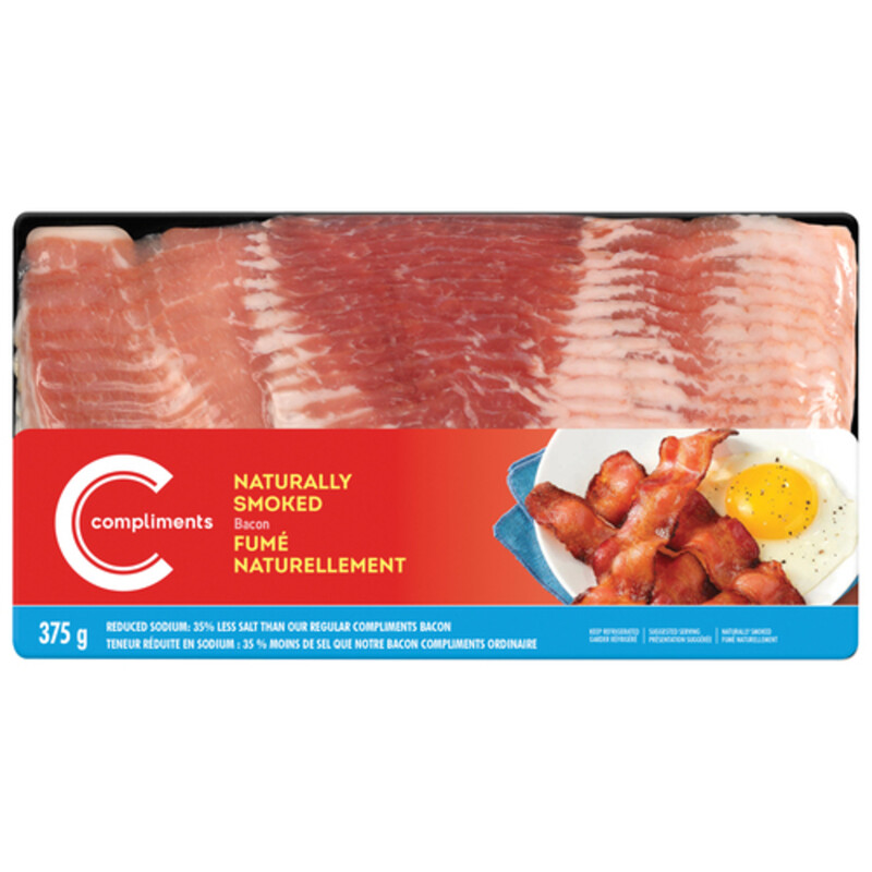 Compliments Bacon Naturally Smoked Less Salt 375 g - Voilà Online ...