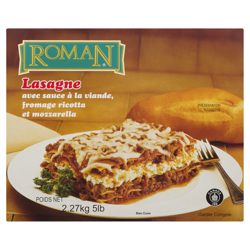 Roman Frozen Lasagna Tray With Cheese And Meat 2.27 kg - Voilà Online ...