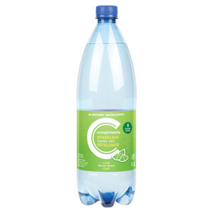 Compliments Sparkling Water Lime 1 L (bottle) - Voilà Online Groceries & Offers