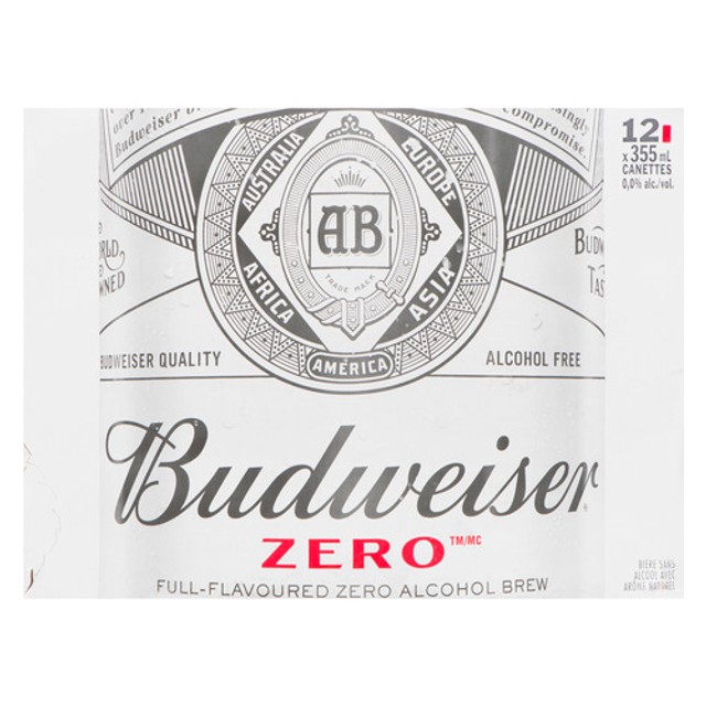 Budweiser Zero Non Alcoholic Beer 12 x 355 ml (cans) - Voilà Online ...