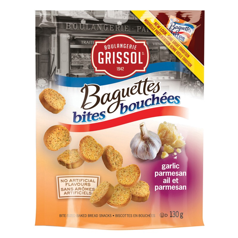 Grissol Crispy Baguette Bites Garlic Parmesan 130 g - Voilà Online ...