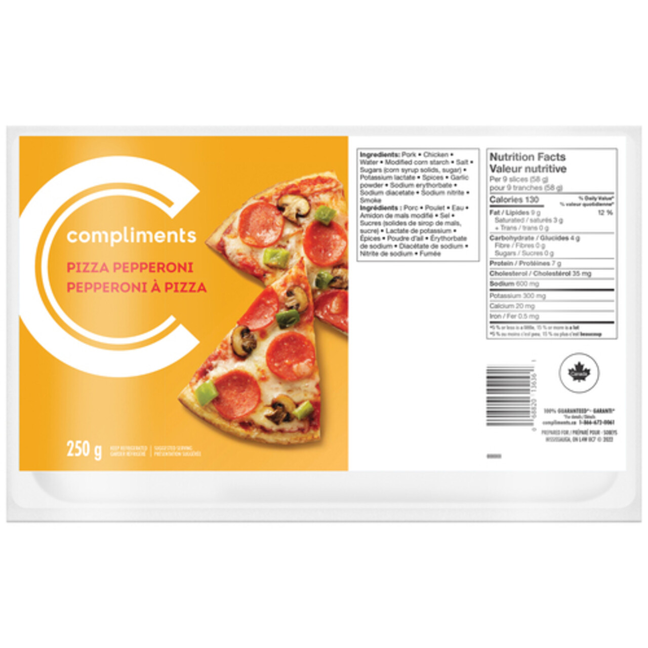 Compliments Pizza Pepperoni 250 g - Voilà Online Groceries & Offers