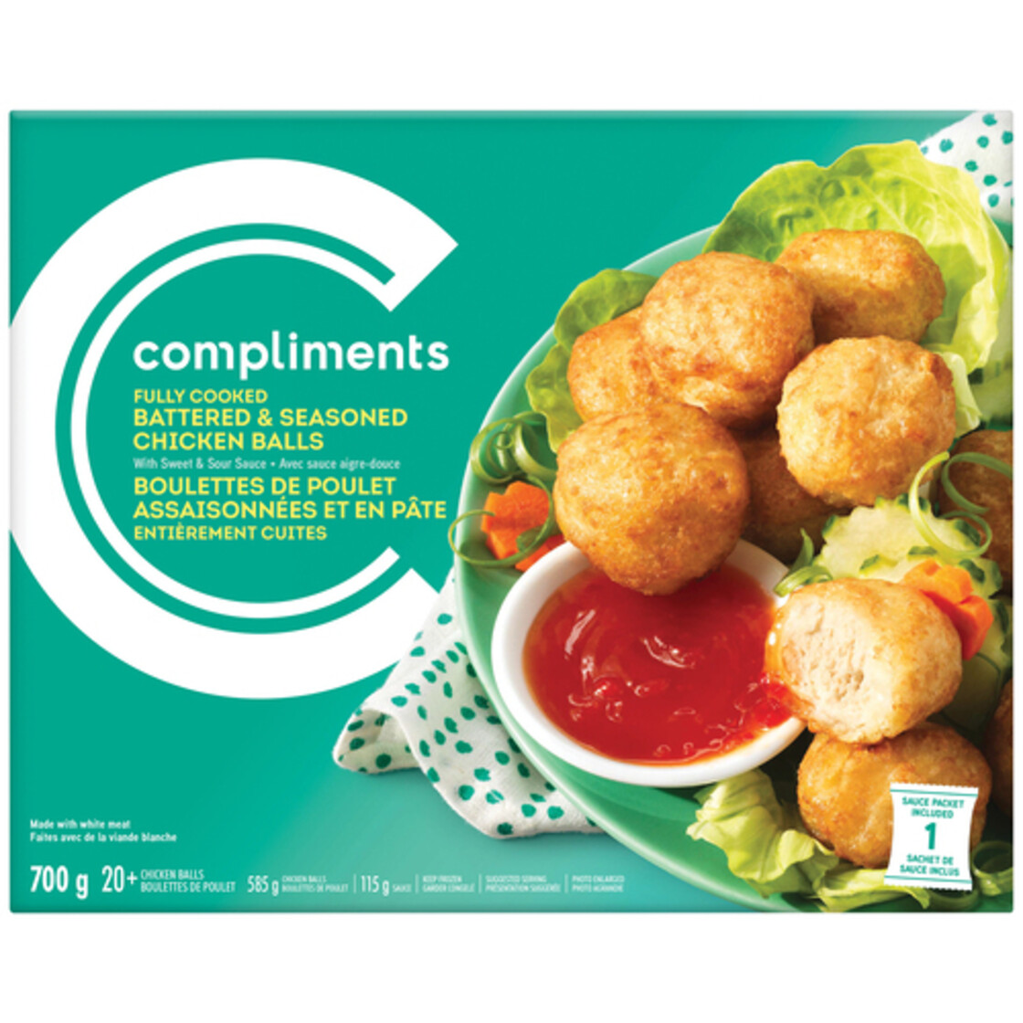 Compliments Frozen Chicken Balls With Sweet & Sour Sauce 700 g - Voilà ...