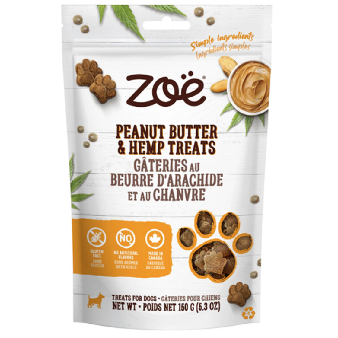 Zoe Gluten Free Dog Treats Hemp & Peanut Butter 150 g - Voilà Online ...