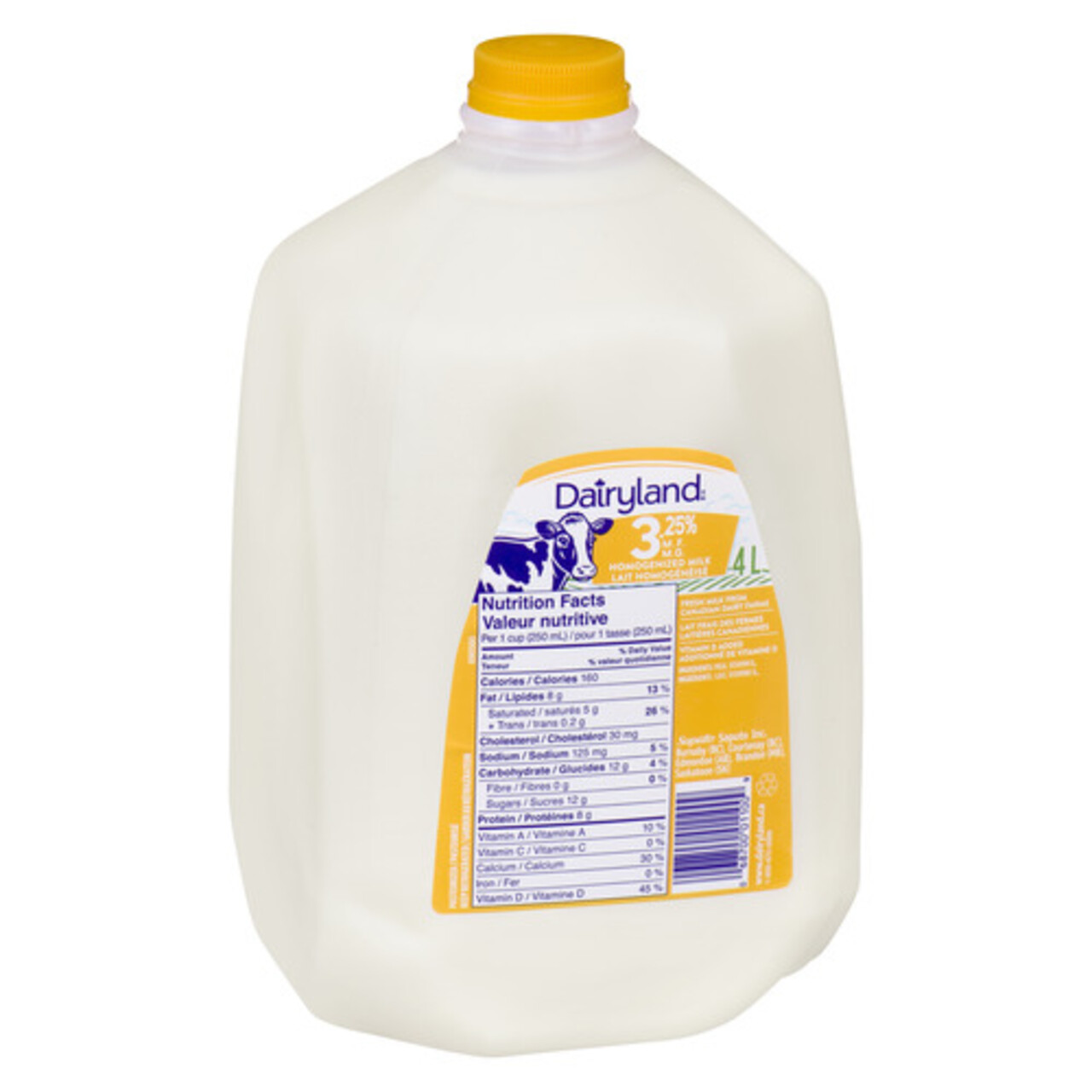 Dairyland 3.25% Milk Homogenized 4 L - Voilà Online Groceries & Offers