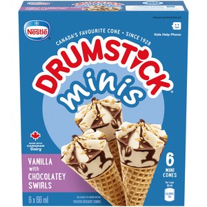 Nestlé Drumstick Frozen Dessert Cones Vanilla Chocolate Swirl 6 x 66 ml ...