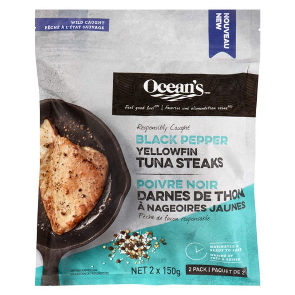 Ocean's Black Pepper Yellowfin Tuna Steaks 2 Count 300 g (frozen ...