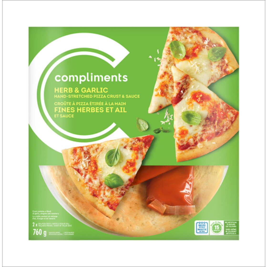 Compliments Hand-Stretched Herb & Garlic Pizza Kit 760 g - Voilà Online ...