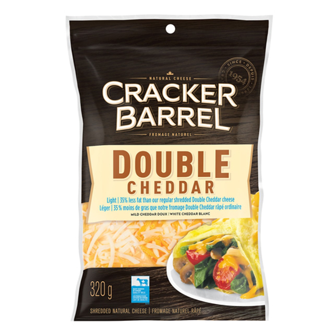 Cracker Barrel Shredded Cheese Double Cheddar Light 320 g - Voilà ...