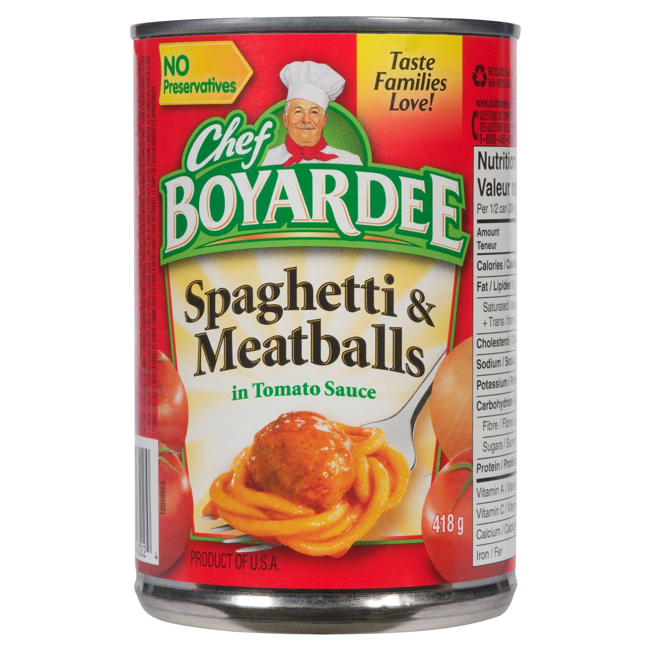 Chef Boyardee Pasta Spaghetti & Meatballs In Tomato Sauce 418 g - Voilà ...