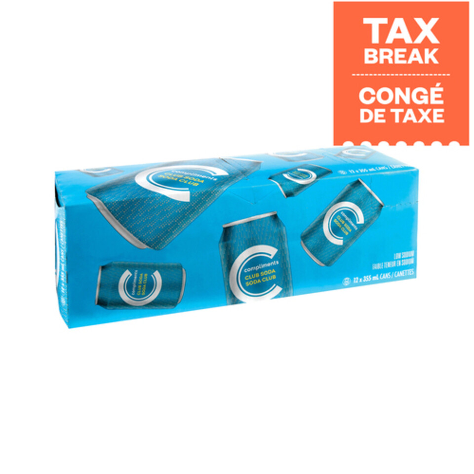 Compliments Soft Drink Club Soda 12 x 355 ml (cans) - Voilà Online ...