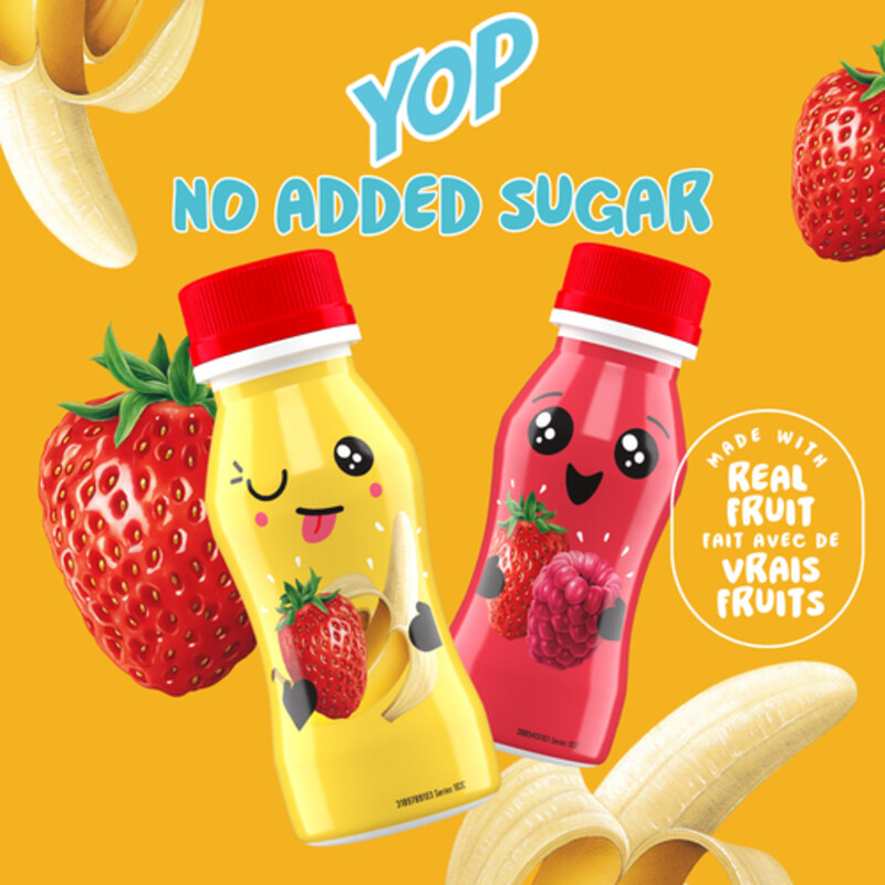 Yoplait Yop Lactose-Free 1% Drinkable Yogurt Strawberry Raspberry 200 ...