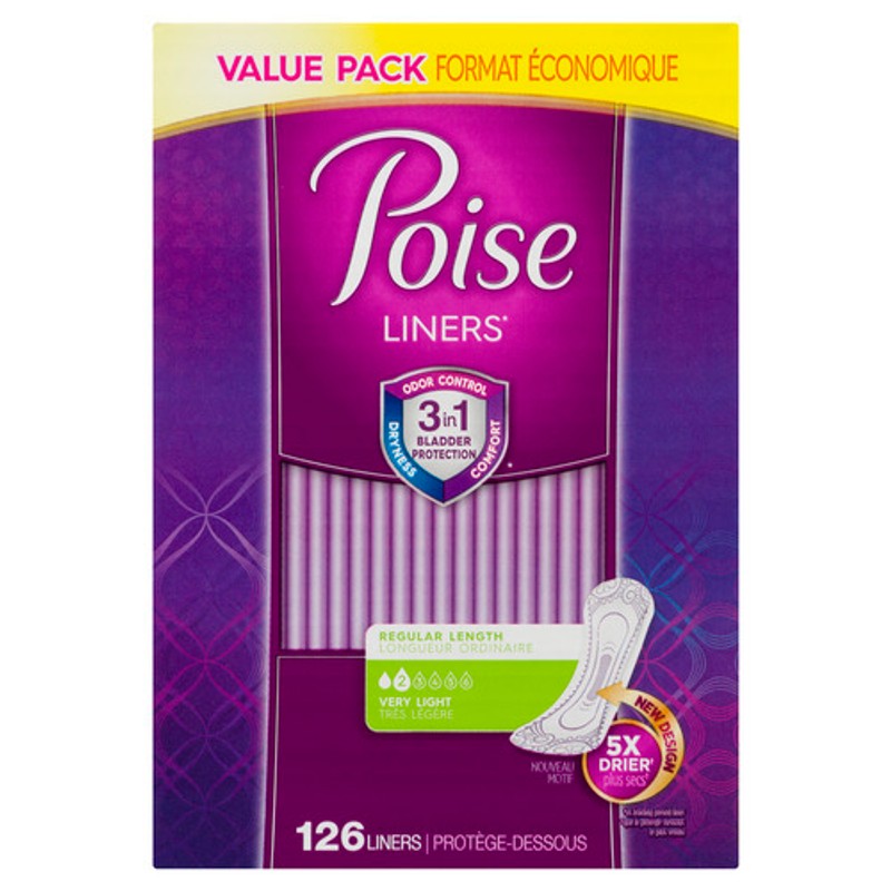 Poise Liners Regular Length Very Light 126 Count - Voilà Online ...