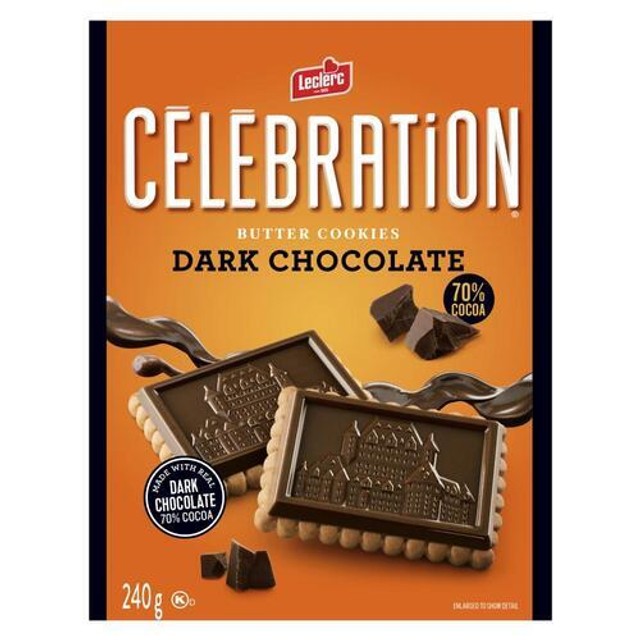 Leclerc Celebration Butter Cookies Dark Chocolate 70% Cocoa 240 g ...