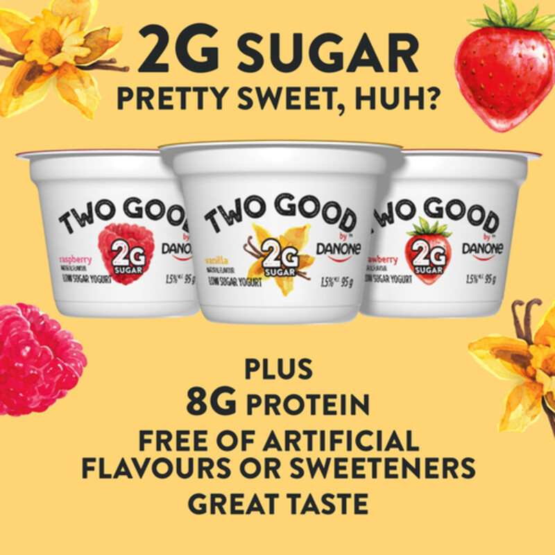 Two Good Low Sugar Yogurt Strawberry 2 g sugar 8 g protein 4 x 95 g ...