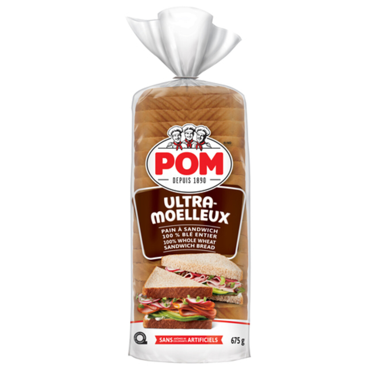 POM 100% Whole Grain Wheat Sandwich Bread Ultra Moelleux Superclub 675 ...