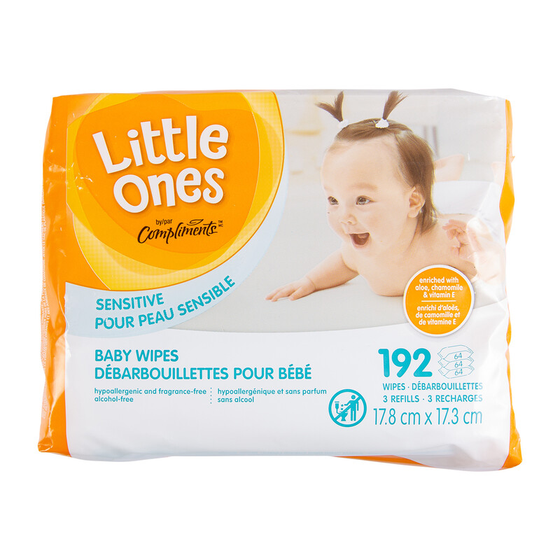 Compliments Little Ones Baby Wipes Sensitive 192 Count - Voilà Online ...