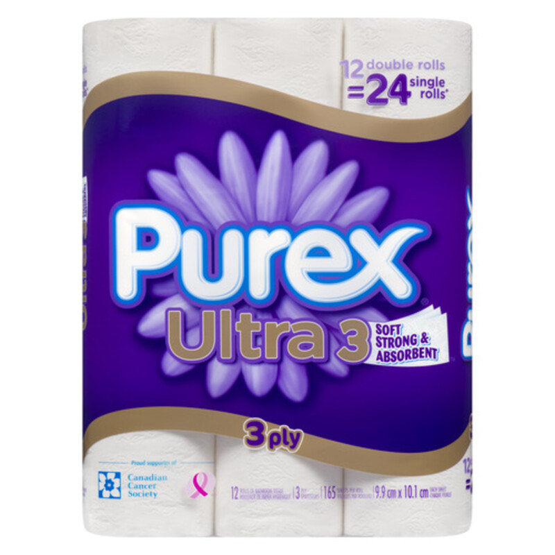 Purex Toilet Paper 3 Ply 12 Double Rolls x 165 Sheets - Voilà Online Groceries & Offers