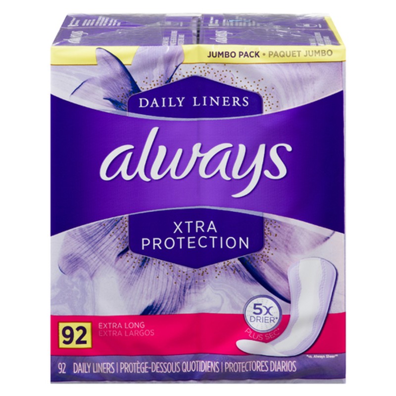 Always Xtra Protection Daily Liners Extra Long 92 Count - Voilà Online ...