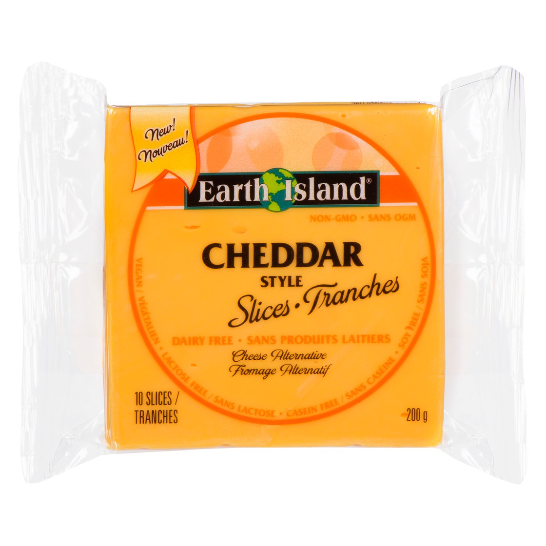 Earth Island Dairy-Free Sliced Cheese Cheddar Style 10 Slices 200 g ...