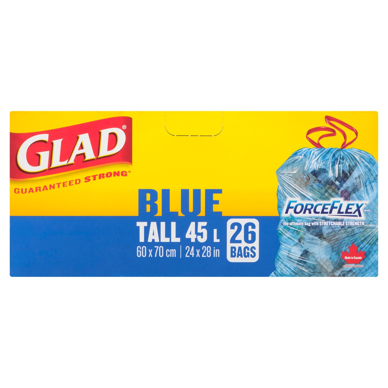 Glad Force Flex Recycling Bags Blue Tall 45 L 26 Bags - Voilà Online ...