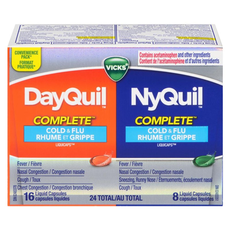 Vicks Complete Cold & Flu DayQuil/NyQuil Liquid Capsules 24 Count ...