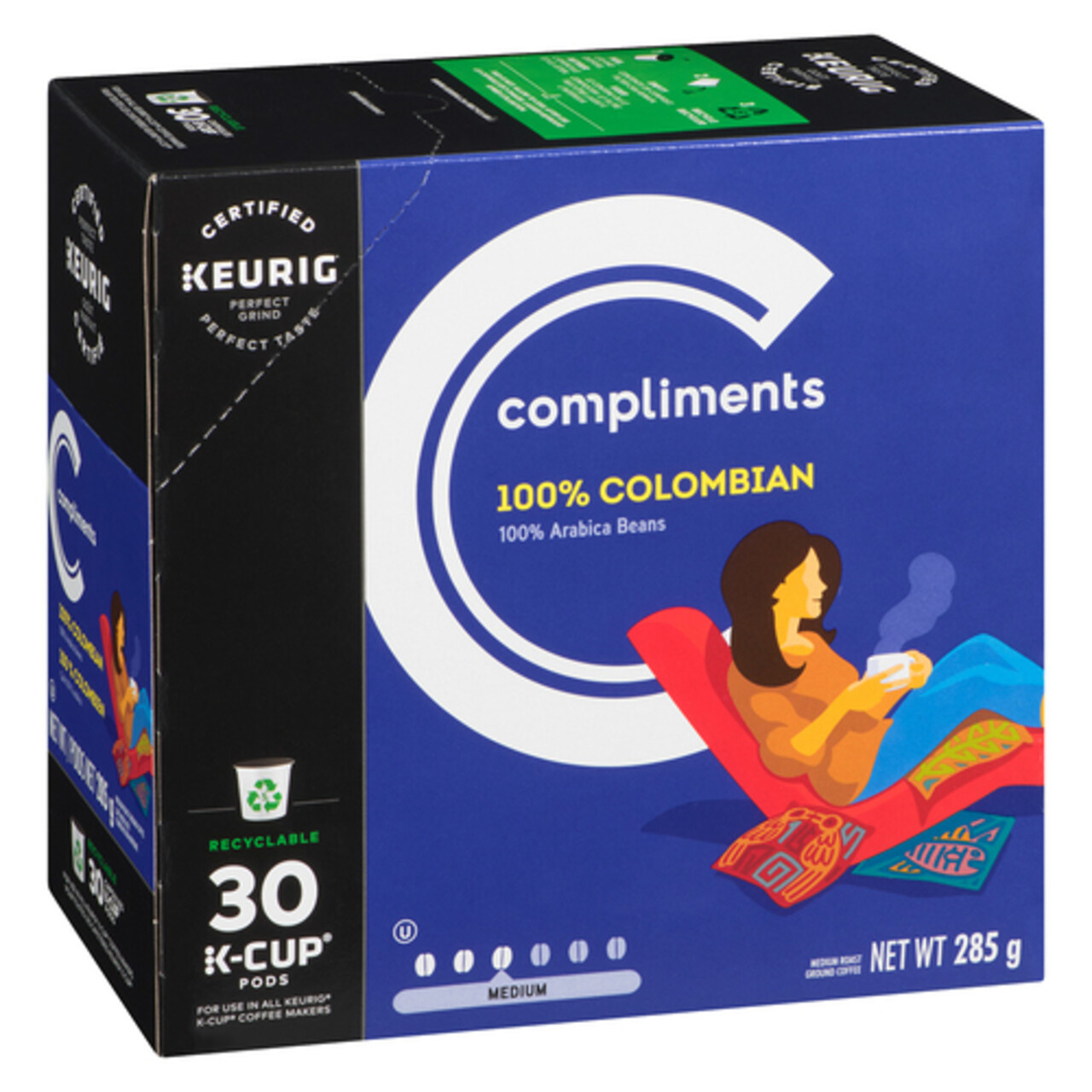 Compliments Coffee Pods 100% Columbian Medium Roast 30 K-Cups 285 g ...