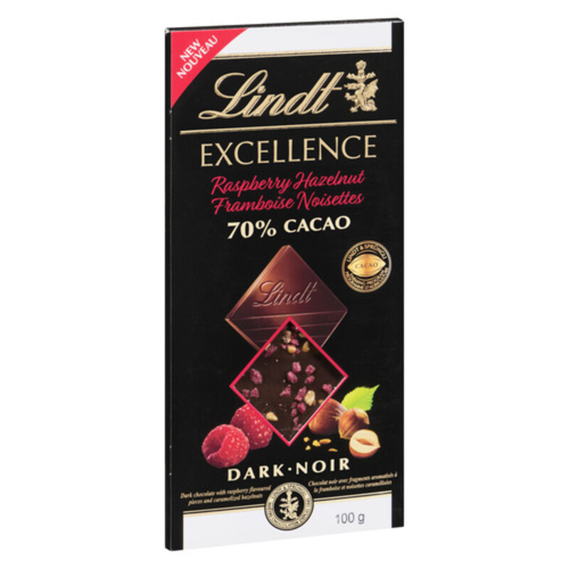 Lindt Excellence Chocolate Bar Dark 70% Cacao Raspberry Hazelnut 100 g ...